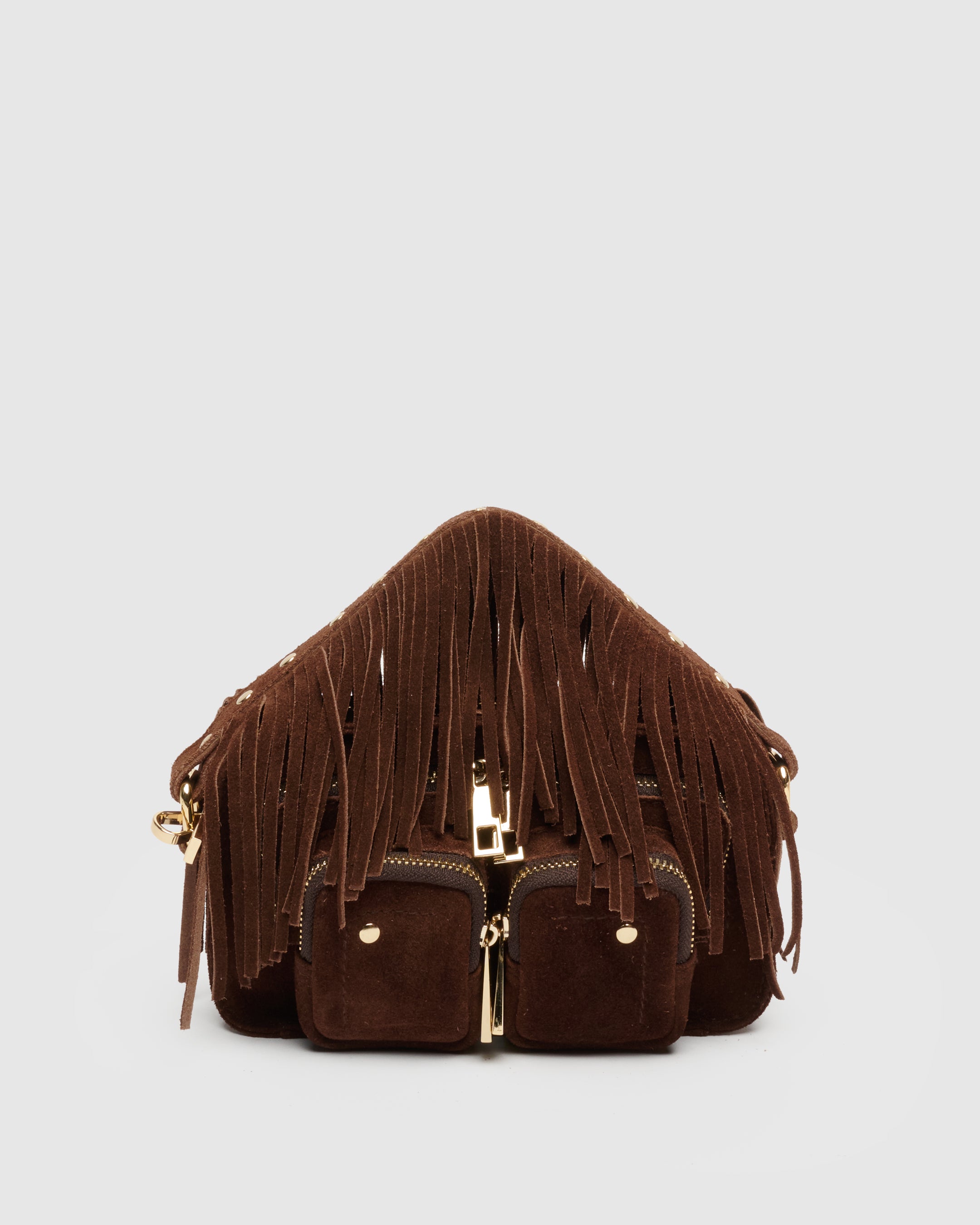 Helena Fringe Suede Dark Brown w. Gold – Núnoo EU